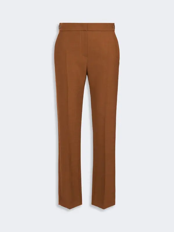 Max Mara Slim Double Woolen Cloth Trousers - Tobacco
