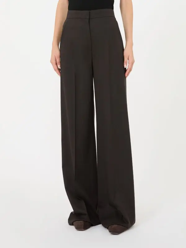 Max Mara High-waisted Wool Trousers - Dark Brown