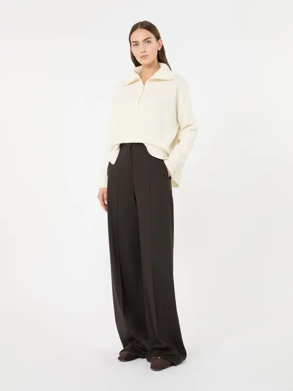 Max Mara High-waisted Wool Trousers - Dark Brown