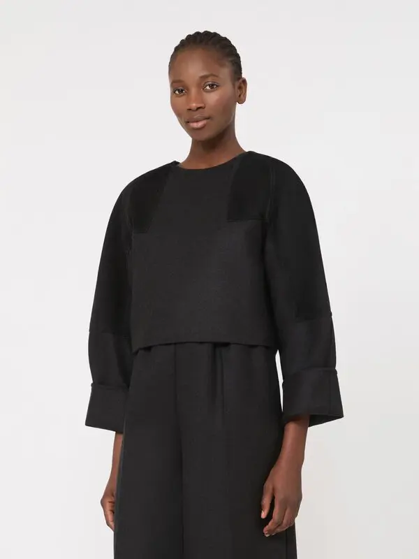 Max Mara Wool Flannel Tunic With Suede Inlay