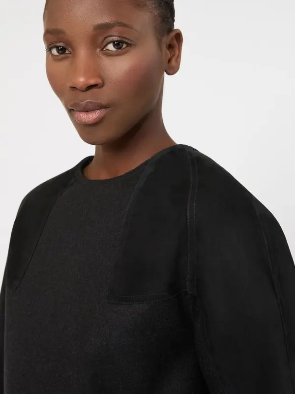 Max Mara Wool Flannel Tunic With Suede Inlay