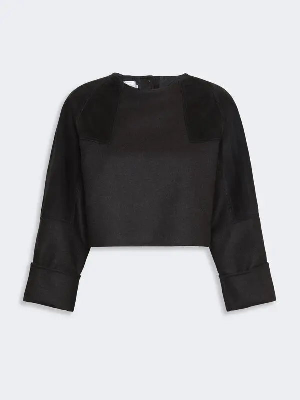 Max Mara Wool Flannel Tunic With Suede Inlay