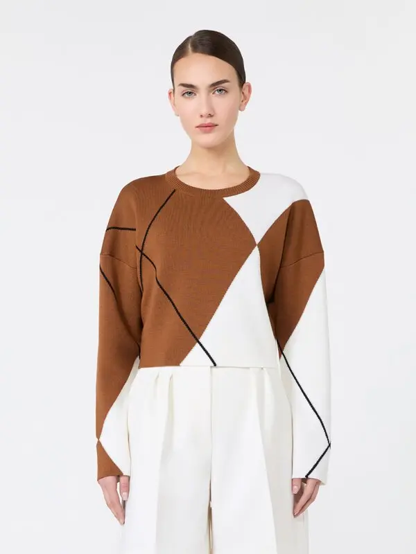 Max Mara Argyle Wool Boxy Sweater
