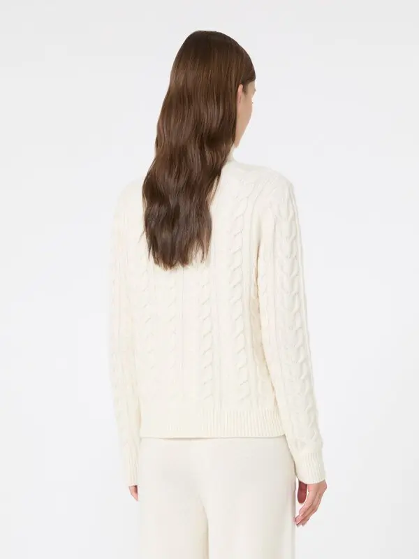 Max Mara Cable-knit Cashmere High-neck Half-zip Sweater