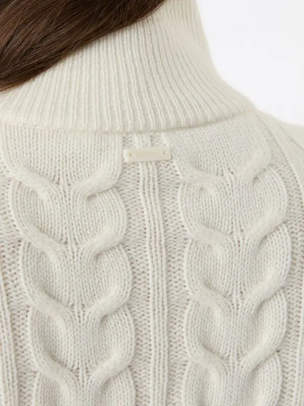 Max Mara Cable-knit Cashmere High-neck Half-zip Sweater