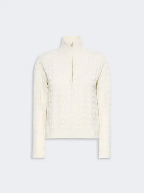 Max Mara Cable-knit Cashmere High-neck Half-zip Sweater
