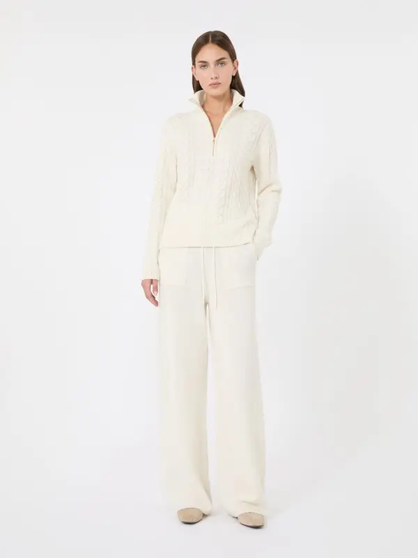 Max Mara Cable-knit Cashmere High-neck Half-zip Sweater