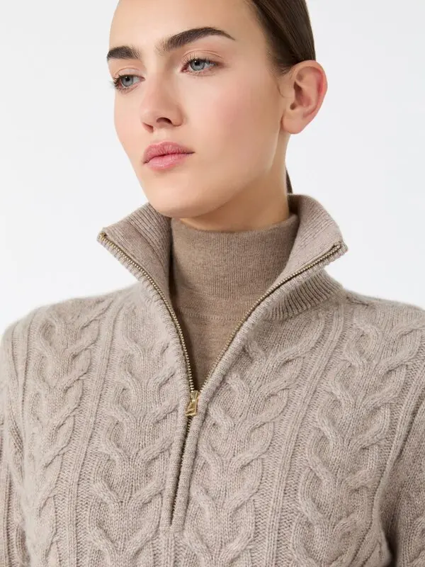 Max Mara Cable-knit Cashmere Half-zip Sweater