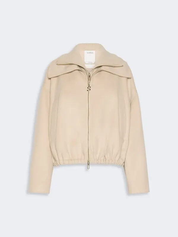 Max Mara Pure Wool Bomber Jacket With Removable Bib