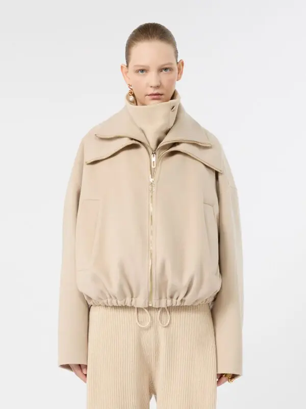 Max Mara Pure Wool Bomber Jacket With Removable Bib