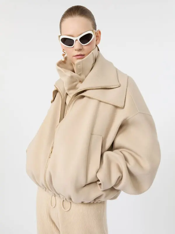 Max Mara Pure Wool Bomber Jacket With Removable Bib