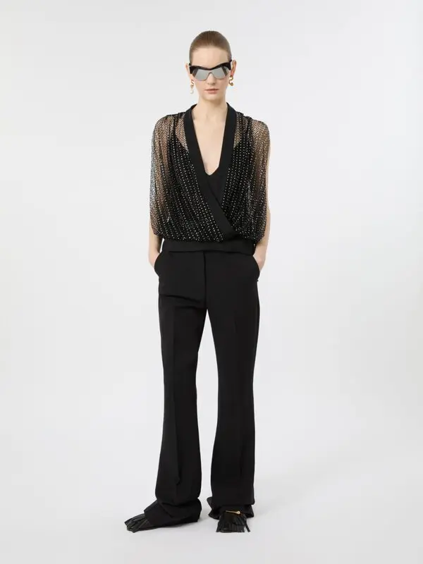 Max Mara Flared Stretch Wool Twill Trousers
