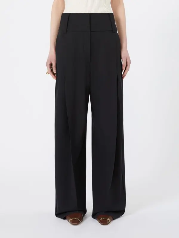 Max Mara Stretch Wool Curved-leg Trousers
