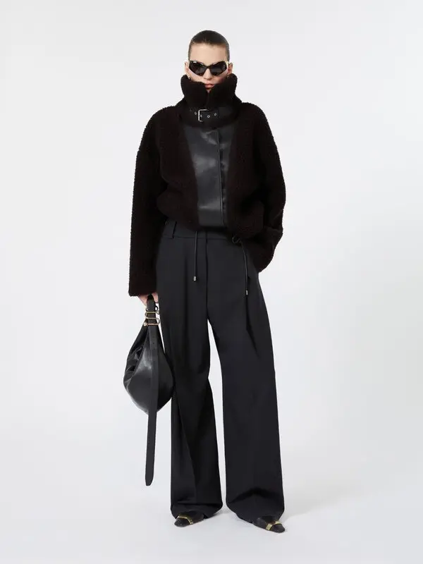 Max Mara Stretch Wool Curved-leg Trousers