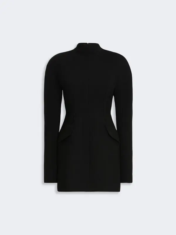 Max Mara Short Stretch Wool-blend Hourglass Dress - Black