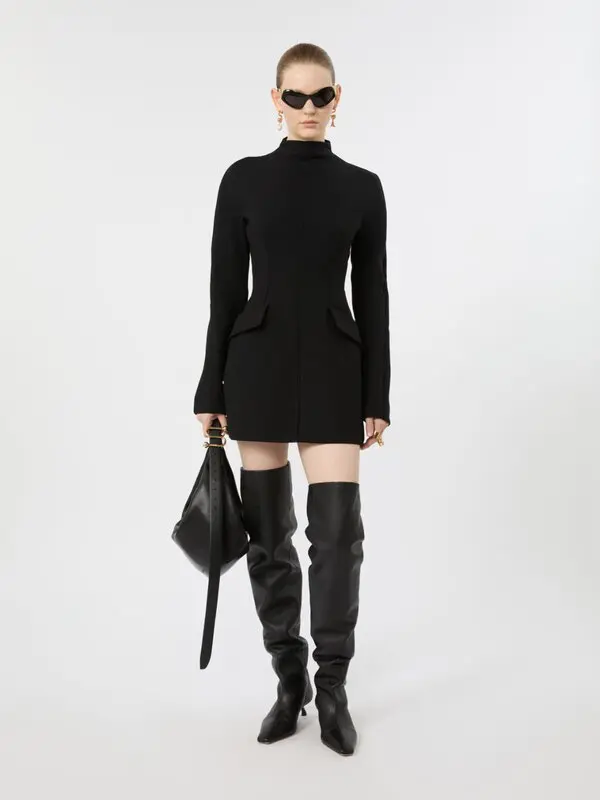 Max Mara Short Stretch Wool-blend Hourglass Cut Dress