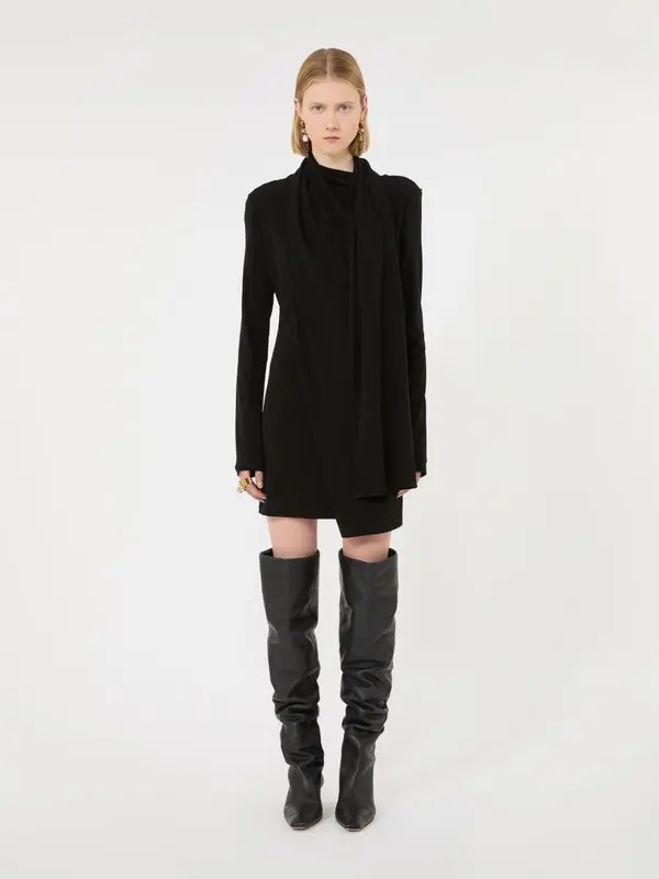 Max Mara Fluid Jersey Shawl Neck Draped Dress