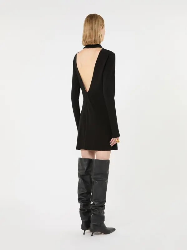 Max Mara Fluid Jersey Shawl Neck Draped Dress