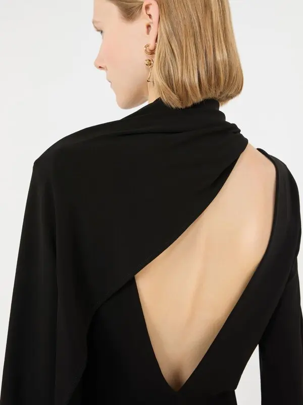 Max Mara Fluid Jersey Shawl Neck Draped Dress