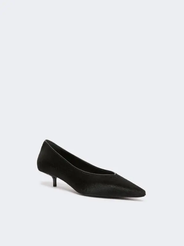 Max Mara Haircalf And Nappa Leather Pointed Toe Court Shoes - Black
