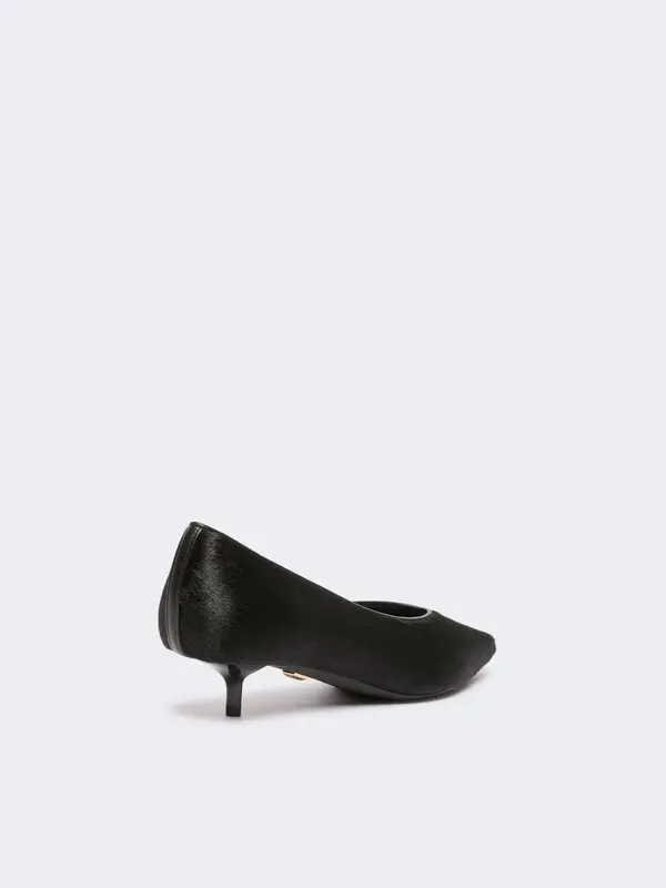 Max Mara Haircalf And Nappa Leather Pointed Toe Court Shoes - Black