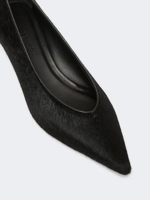 Max Mara Haircalf And Nappa Leather Pointed Toe Court Shoes - Black