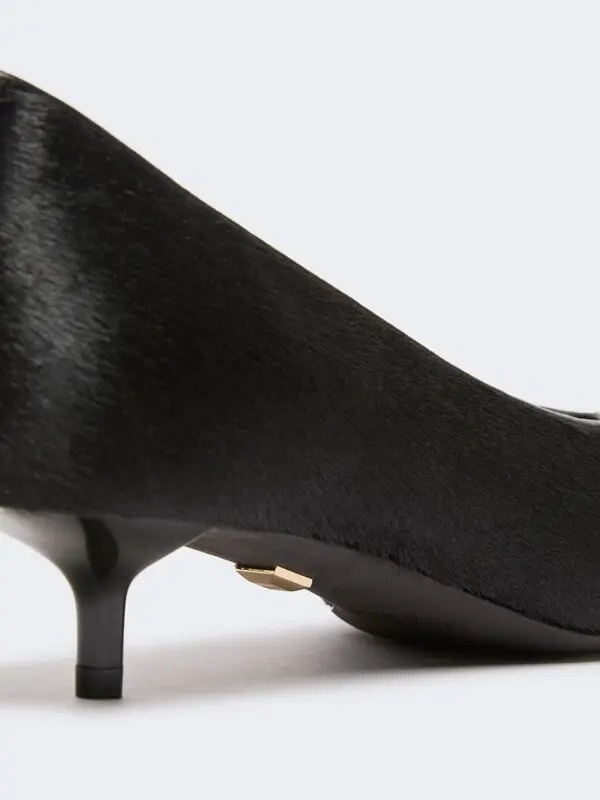 Max Mara Haircalf And Nappa Leather Pointed Toe Court Shoes - Black