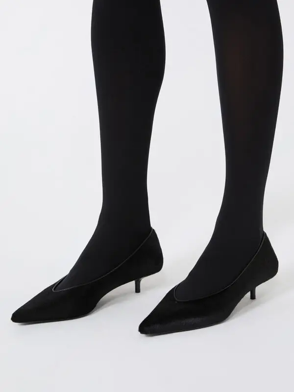 Max Mara Haircalf And Nappa Leather Pointed Toe Court Shoes - Black