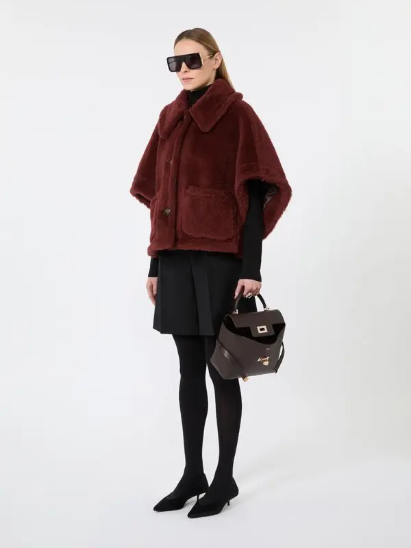 Max Mara Alpaca And Wool Teddy Fabric Boxy Cape