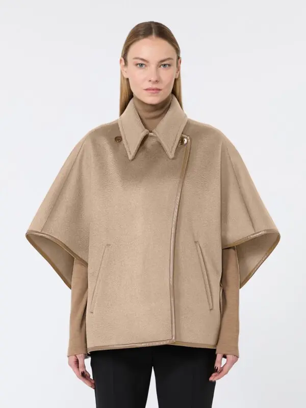 Max Mara Long Cropped Cape In Cashmere