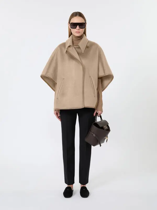 Max Mara Long Cropped Cape In Cashmere