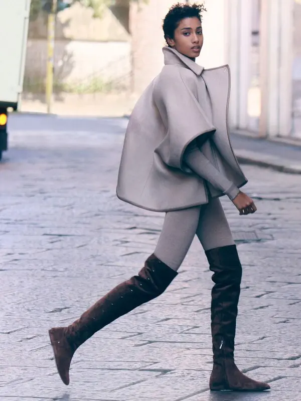 Max Mara Long Cropped Cape In Cashmere