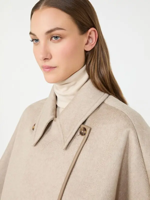 Max Mara Long Cropped Cape In Cashmere - Beige