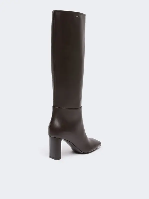 Max Mara Smooth Leather Knee-high Square Toe Boots