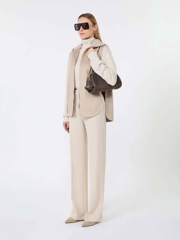 Max Mara Sleeveless Cashmere Cape With High Neck - Beige