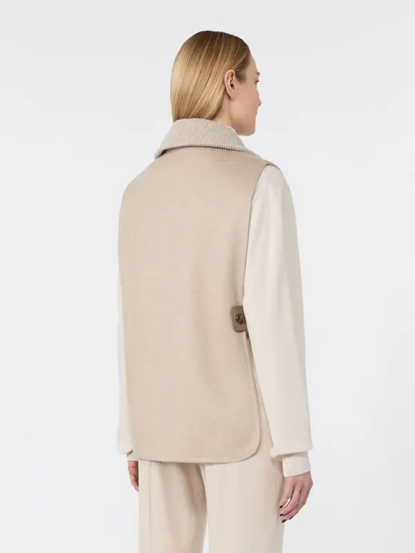 Max Mara Sleeveless Cashmere Cape With High Neck - Beige