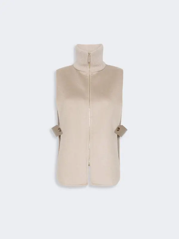 Max Mara Sleeveless Cashmere Cape With High Neck - Beige