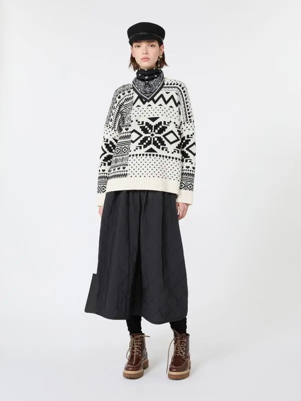 Max Mara Technical Plain-weave Fabric Flared Midi Skirt