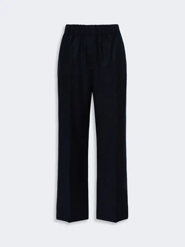Max Mara Stretch Wool Flannel Trousers - Navy