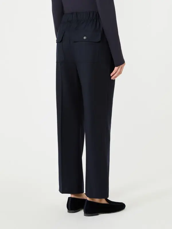 Max Mara Stretch Wool Flannel Trousers - Navy