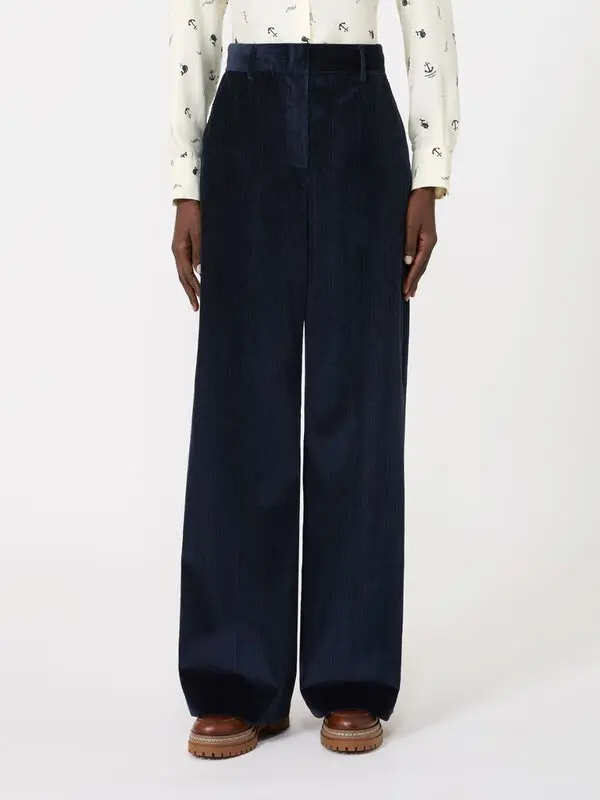 Max Mara Cotton Velvet Wide Leg Trousers
