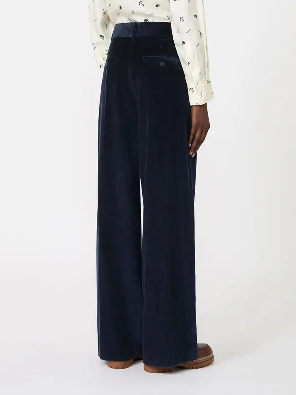 Max Mara Cotton Velvet Wide Leg Trousers