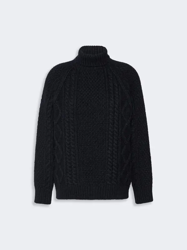 Max Mara Wool Yarn Turtleneck Aran Jumper