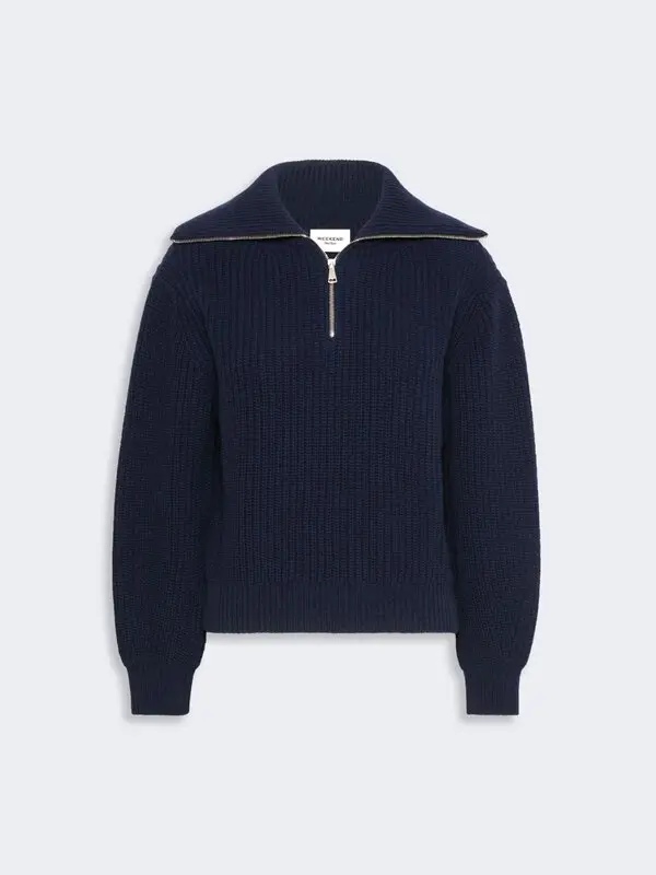 Max Mara Wool Zip-up Roll-neck Jumper - Navy