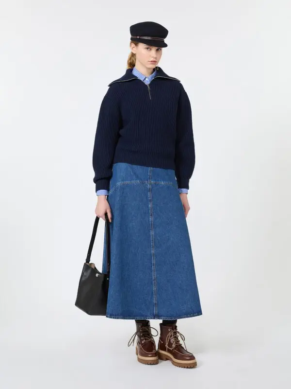 Max Mara Wool Zip-up Roll-neck Jumper