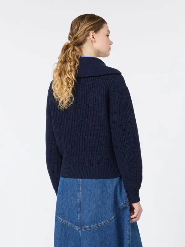 Max Mara Wool Zip-up Roll-neck Jumper