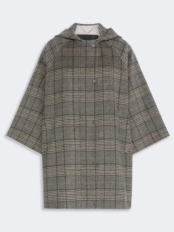 Max Mara Prince Of Wales Check Wool Coat With Hood