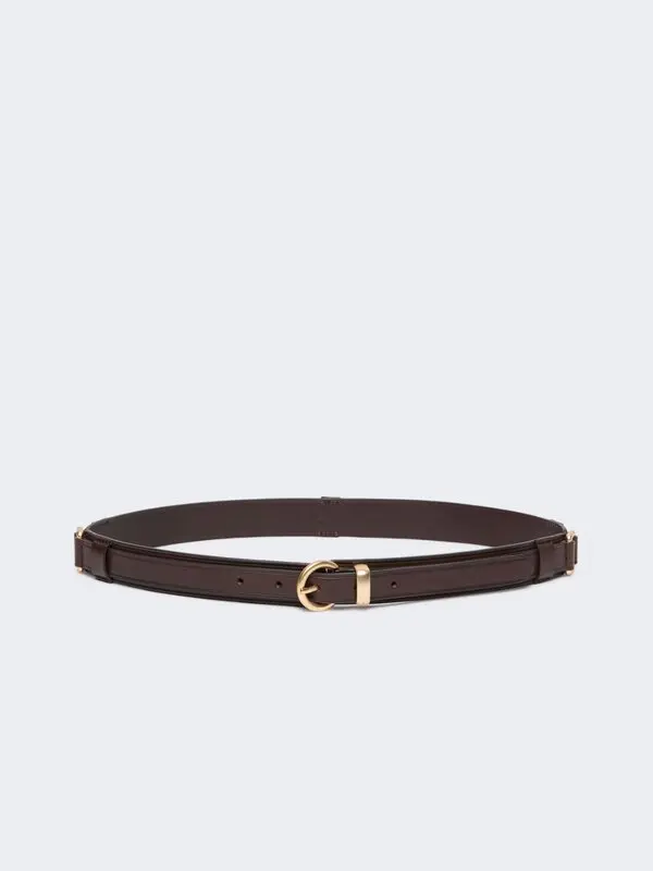 Max Mara Leather Belt With Rectangular Metallic Rings
