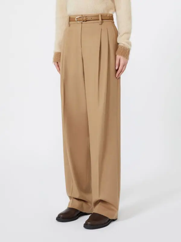 Max Mara Wool Wide-leg Trousers With Belt
