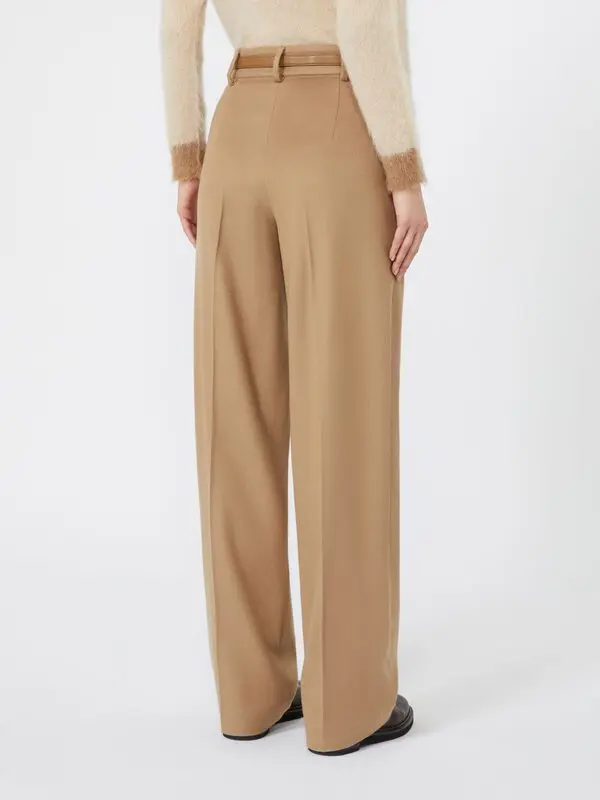 Max Mara Wool Wide-leg Trousers With Belt